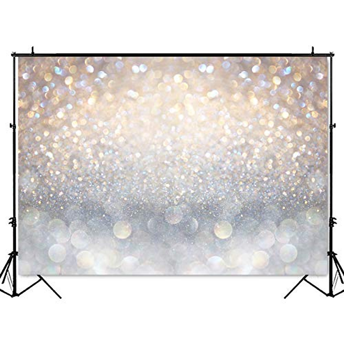 Mocsicka Silver White Bokeh Photography Backdrop Golden Spots Sparkle (No Glitter) Background Weeding Baby Shower Birthdat Newborn Baby Portrait Photo Studio Props (7x5ft (82x60 inch))