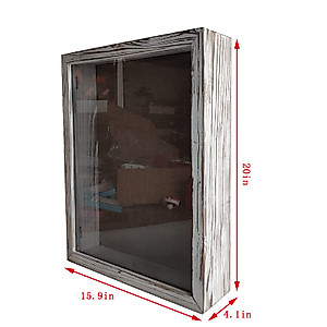 WANLIAN Shadow Box Frame16x20, Extra Large Shadow Boxes Display Cases Wooden Linen Back, Wall-Mounted Deep Display Box Picture Frame for Photos Memorabilia Wedding Jersey Medals Antique (White)