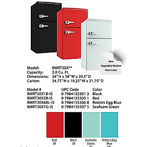 Avanti RMRT30X1B-IS Mini Fridge with Freezer 3 Cu. Ft. Capacity Retro-Styled for Home Office or Dorm, Manual Defrost and Adjustable Temperature, 3 Cu.Ft, Black