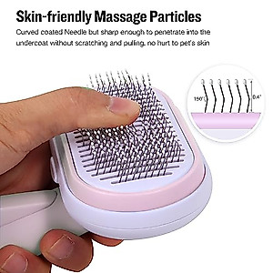 WOPQAEM Cat Brush, Self Cleaning Slicker Pets Grooming Tool for Shedding Long or Short Haired Indoor Cats, Removes Mats Tangles Loose Fur of Large Medium Small Dogs (Pink)