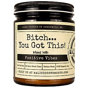 Malicious Women Candle Co - Bitch…You Got This!, Pink Chandelier Infused with Positive Vibes, All-Natural Soy Candle, 9 oz