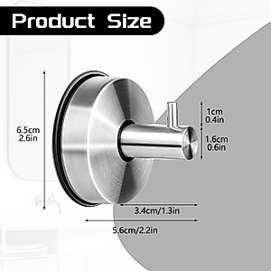 Suction Hooks, 2 Pack Vacuum Suction Cup Hooks Removable and Reusable Shower Hooks Stainless Steel Towel Hooks Wall Hanging Hook Heavy Duty Hooks for Bathroom Kitchen(Silver)