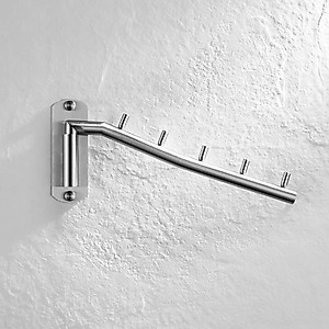 JQK Folding Clothes Hanger Rack, Stainless Steel Swing Arm Hook Holder, Clothing Hanging System Drying Closet Storage Organizer Brushed Finished Wall Mount, SHR100-BN