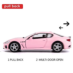 TGRCM-CZ 1/36 Scale Maserat GT Casting Car Model, Zinc Alloy Toy Car for Kids, Pull Back Vehicles Toy Car for Toddlers Kids Boys Girls Gift (Pink)