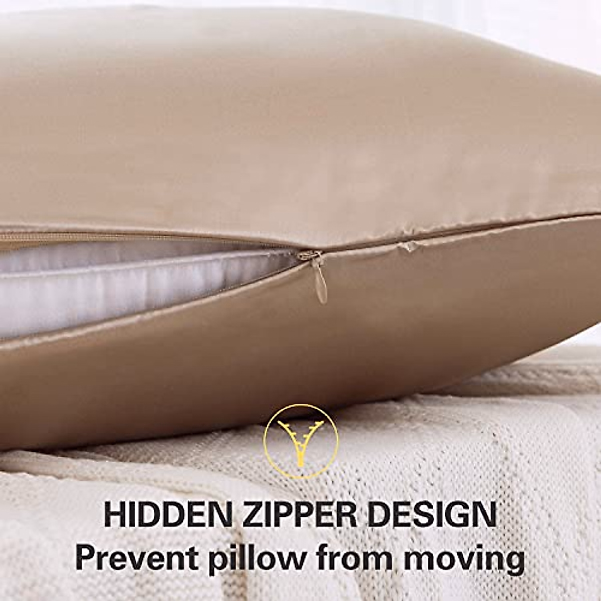 ZIMASILK 100% Mulberry Silk Pillowcase for Hair and Skin,with Hidden Zipper,Both Side 19 Momme Silk, 1pc (Body 20"x54", Taupe)