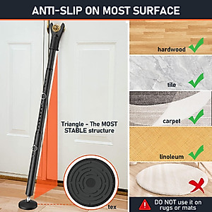 Door Security Bar, 1 1/8 inch Heavy Duty Security Bars, 35-41.7" Adjustbale Door Saftey Bar - Portbale Security Door Barricade Bar Inside (1 pc, Black) (Frosted Black)