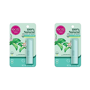 eos 100% Natural & Organic Lip Balm- Sweet Mint, Dermatologist Recommended, All-Day Moisture Lip Care, Made for Sensitive Skin, 0.14 oz (Pack of 2)