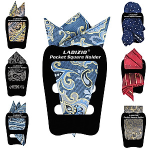 LADIZIO Pocket Square Holder, Pocket Squares for Men, Accessories for Men’s Square Scarf, Suits, Tuxedos, Vests and Dinner Jackets 1/2/3/5/8 Pack Assorted