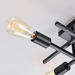 IHENGYANLT2 Pack Industrial 4-Light Semi Flush Mount Ceiling Light Fixture, Modern Sputnik Ceiling Lamp with E26 Base Farmhouse Chandelier Light Matte Black for Kitchen Bedroom Hallway. (2 Pack)