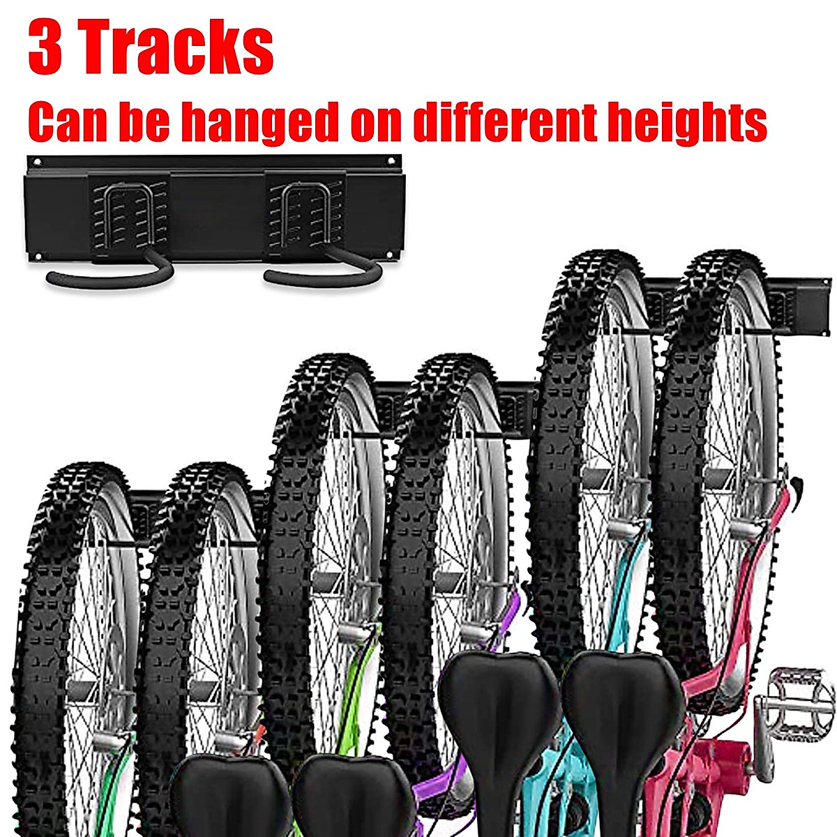 WALMANN Bike Storage Rack, 6 Bike Hooks for Garage & Home Space Saving Wall Mount Vertical Bike Hangers Holds Up to 300LBS