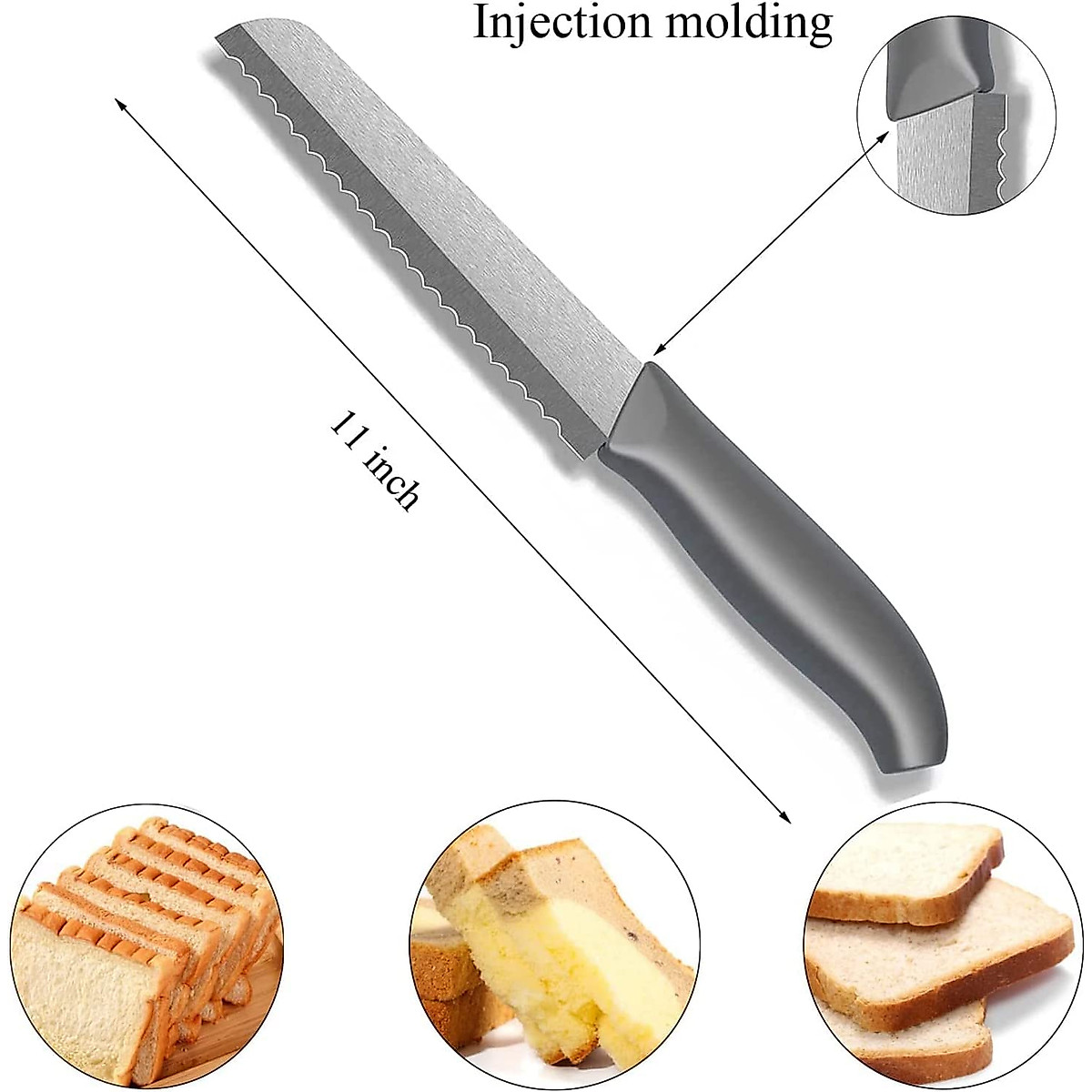Muncene Ceramic Serrated Bread Knife Slicing Knife - 6" Sharp Blade Kitchen Knife with Cover