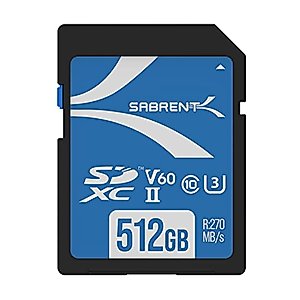 SABRENT Rocket V60 512GB SD UHS-II Memory Card R270MB/s W170MB/s (SD-TL60-512GB)