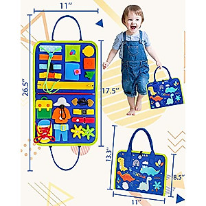 Exorany Busy Board Montessori Toys for 1 2 3 4 Year Old Boys & Girls Gifts, Sensory Toys for Toddlers 1-3, Autism Educational Travel Toys, Preschool Activities for Learning Fine Motor Skills (Blue)