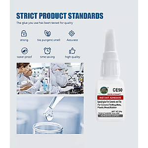 Multipurpose 20g Clear Ceramic Glue: Instant Super Adhesive for Tile, Mugs, Metal, Plastic, Wood, Rubber, Glass, Silicone, Leather & DIY Crafts - Strong Ceramic & Tile Repair Solution