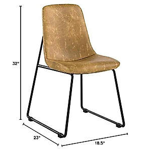 Modway Invite Mid-Century Modern Faux Leather Upholstered Kitchen and Dining Room Chair in Tan