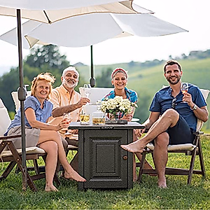 Gas Propane Fire Pit Table, SNAN 28 Inch 2021 Upgrade, Outdoor Companion, Auto-Ignition, Advanced Texture Black Strong Steel Surface, Adjustable Flame, CSA Certification, for Garden/Patio/Courtyard