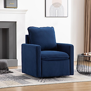 HomSof Swivel Barrel Chair, 360 Degree Modern Lounge Chair, Navy Velvet Accent Armchair for Living Room