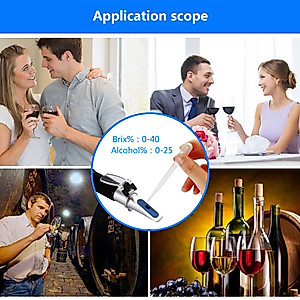 Abuycs Wine Refractometer for Testing Grape Wine Brewing, Wine Making, Measuring Sugar Content in Original Grape Juice, Predicting The Wine Alcohol Degree, Dual Scale of 0-40% Brix & 0-25% vol Alcohol