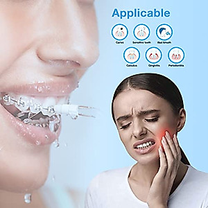 Binicare Water Flosser, Portable Oral Irrigator with 300ML Detachable Reservoir 5 Modes and 6 Jet Tips, Rechargeable & IPX7 Waterproof Water Flossers for Teeth Travel Home Office