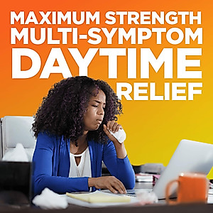 Amazon Basic Care Daytime Severe Cold & Flu Relief Caplets, Cold Medication for Severe Cold and Flu Symptoms Like Headache, Fever, Coughing, Chest & Nasal Congestion, Vapor Ice, 24 Count