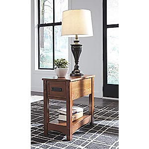 Signature Design by Ashley Breegin New Traditional Wooden Chair Side End Table with 1 Drawer and 1 Fixed Shelf, Brown
