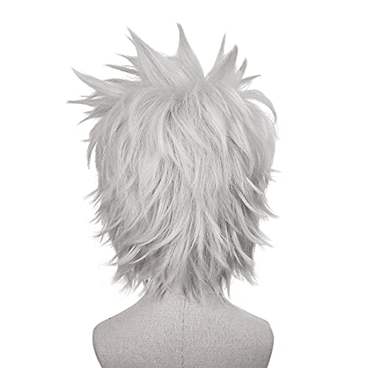 FYXZHUO Men's Short Sliver White Cosplay Wig Straight Anime Hair Wigs for Halloween