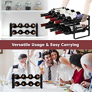 ICOHOT Stackable Wine Rack Countertop, Sturdy Wine Bottle Holder Freestanding for Cabinet, 2 Tier Small Tabletop Wine Holder Stand for Pantry Bar, Wire Wine Bottle Rack Metal Wine Storage Organizers