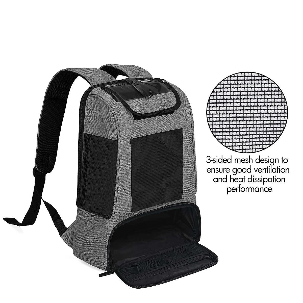 CURMIO Portable Oxygen Concentrator Backpack, POC Carrying Bag Compatible with Inogen, OxyGo and Caire Units, Bag Only, Gray (Patented Design)