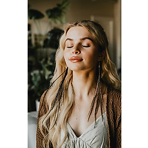 Feather Headz Bohemian handmade Black & Grizzly long lightweight feather dangle earrings for women