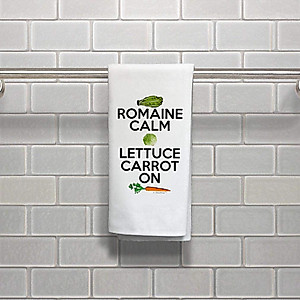 ThisWear Housewarming Gifts for New Homeowners Romaine Calm Lettuce Carrot On Decorative Kitchen Tea Towel White