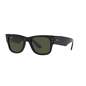 Ray-Ban RB0840S Mega Wayfarer Square Sunglasses, Black/Green, 51 mm