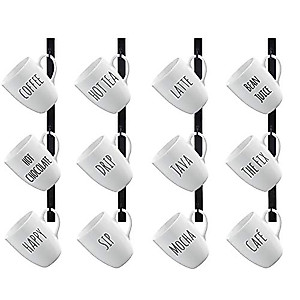 Coffee Mug Wall Rack - Metal Mug Racks for Wall - Wall Mug Rack - Coffee Cup Rack Wall Hanging Holder - Teacup and Mason Jar Hanger Display Holder - Hold a Dozen Cups and Mugs