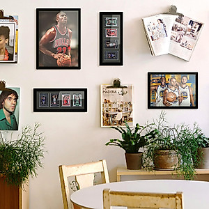 4Grids Trading Cards Display Frame, 100% Solid Wood Frame with 4 Pieces Magnetic Card Holder for Football, Basketball, Hockey Collector Cards(Standard Cards, Black)