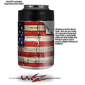 Painted Faded and Cracked USA American Flag - Decal Style Skin Wrap fits Yeti Rambler Colster and RTIC Can (Cooler NOT Included)