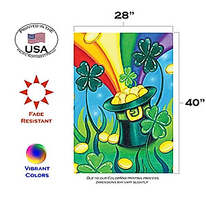 Toland Home Garden 102572 Hat 'O Gold St Patricks Day Flag 28x40 Inch Double Sided St Patricks Day Garden Flag for Outdoor House St Pats Flag Yard Decoration