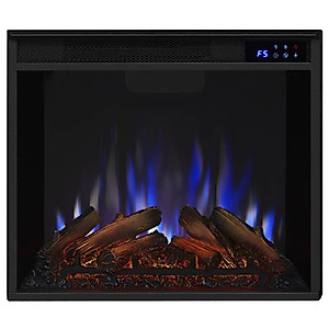 BOWERY HILL Solid Wood Electric Fireplace with Mantel, Remote Control, Power Cord and Hardware, Adjustable Thermostat, Assembly Required, in White Marble Finish