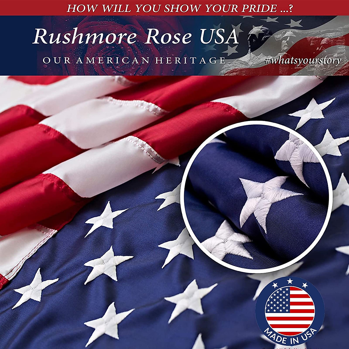 American Flags for Outside 3X5 -American Flag 3x5 with Embroidered Stars and Sewn Stripes US Flag 3x5 Heavy Duty Outdoor Made in USA for High Wind- All Weather Flags