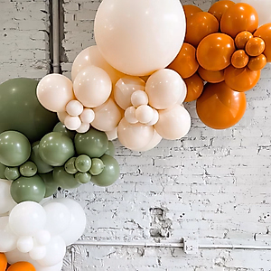 Sage Green Brown Balloons, Fall Balloons Orange Brown Yellow Balloons Burgundy balloons for Thanksgiving Wild Woodland Theme Party Birthday Baby Shower Wedding Bridal Shower Anniversary Decorations