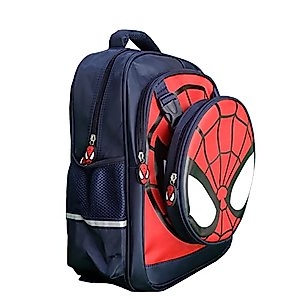 QWZY Kid Boys Girls Backpack Waterproof Cartoon Comic Kindergarten Children School Backpack with Lunch Bag (Navy Blue)