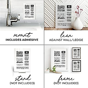 5x7 Inch Sensitive Septic System Please Be Kind to the Drain Designer Kitchen Sign ~ Ready to Stick, Lean or Frame ~ Premium Finish, Durable