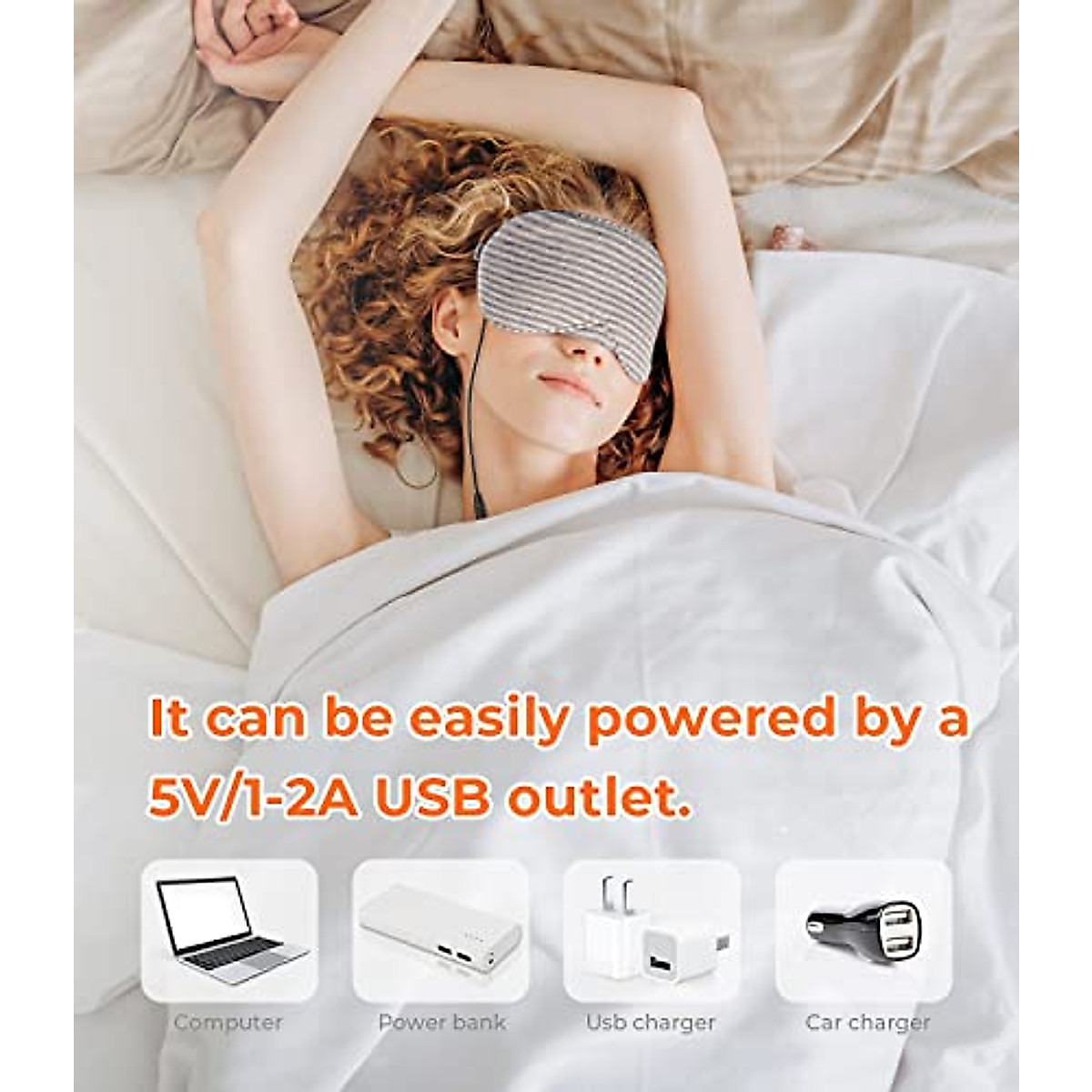 Heated Eye Mask, 100% Cotton USB Steam Warm Compress for Puffy Eyes, Warm Therapeutic Treatment for Dry Eye, Chalazion, Blepharitis