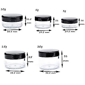 ZEJIA 5 Gram Sample Containers with Lids, 50PCS Mini Makeup Containers, Empty Plastic Travel Cosmetic Containers with Labels