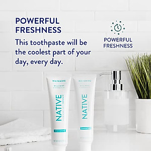 Native Toothpaste Made from Naturally-Derived Cleaners and Simple Ingredients That Safely Whitens Teeth, 4.1 oz, Wild Mint Fluoride Free - 1 Count