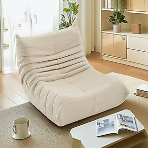 VASOENY 35.8'' X 41.3'' Armless Fireside Chair, Oversized Soft Sherpa Fabric Floor Lounge Sofa Couch, Comfy Single Lazy Sofa, Leisure Bean Bag Chair for Living Room, Bedroom, Office, Apartment