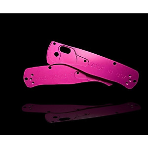 Hot Pink, Smooth, Billet Aluminum, Full Size Bugout, Gift for dad, Everyday Carry Knife Scales