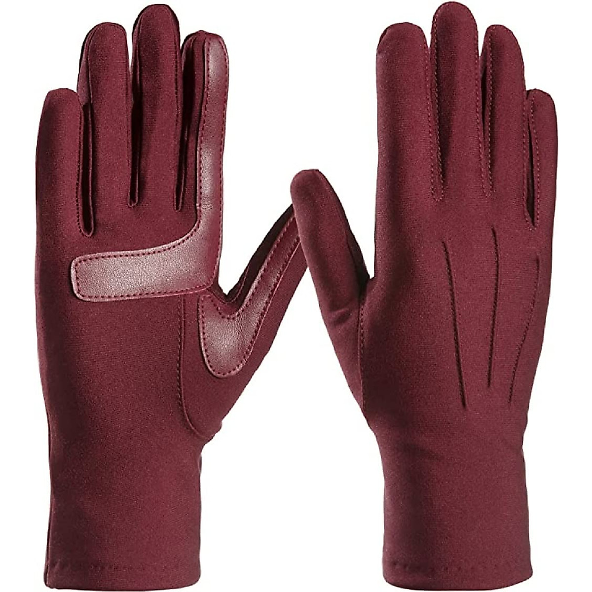 isotoner Women’s Spandex Cold Weather Stretch Gloves with Warm Fleece Lining, Plum, One Size