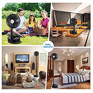 Upgraded Oscillating Fan Height Adjustable Folding and Portable Fan Rechargeable Battery Operated Fan with 4 Speeds Strong Wind for Home Office Travel, Camping, Battery Powered Fan 10800mAh(8.5-33.5h)