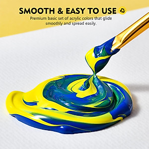 Magicfly 36 Pcs Acrylic Paint Set, 24 Colors(12 ml/0.4 oz) Rich Pigments Acrylic Paint Kit with 6 Paint Brushes, 3 Canvas Panels, 1 Paint Knives, 1 Palette & Sponge, Ideal Gifts for Beginners, Kids