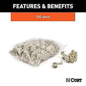 CURT 59906 18-14 Gauge White Scotch Snap Lock Wire Connectors, 100-Pack