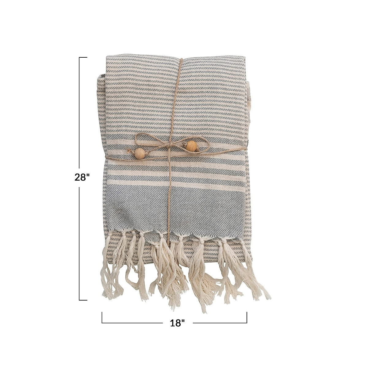 Creative Co-Op Cotton Stripes and Fringe, Set of 3 Styles Tea Towel, Multi
